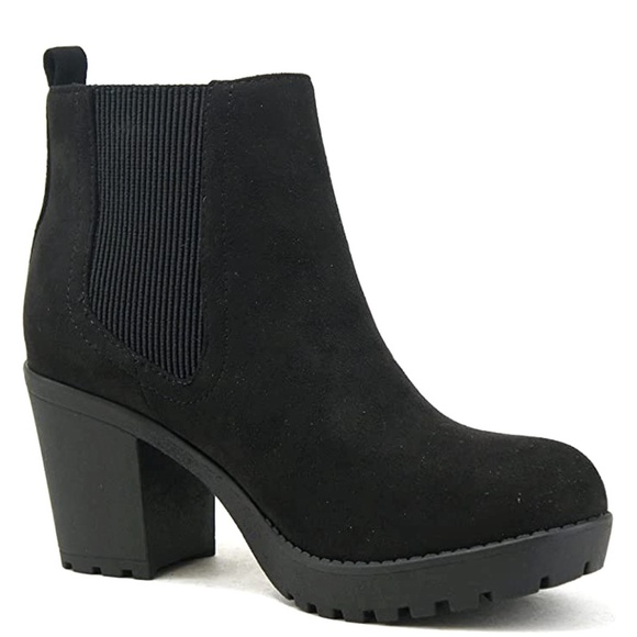 Shoes | New Black Chelsea Elastic Platform Chunky Heel Ankle Boots ...